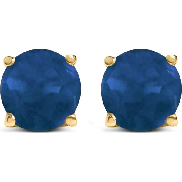 HAUS OF BRILLIANCE 14k Gold Birthstone Stud Earrings - Blue Sapphire | Yellow